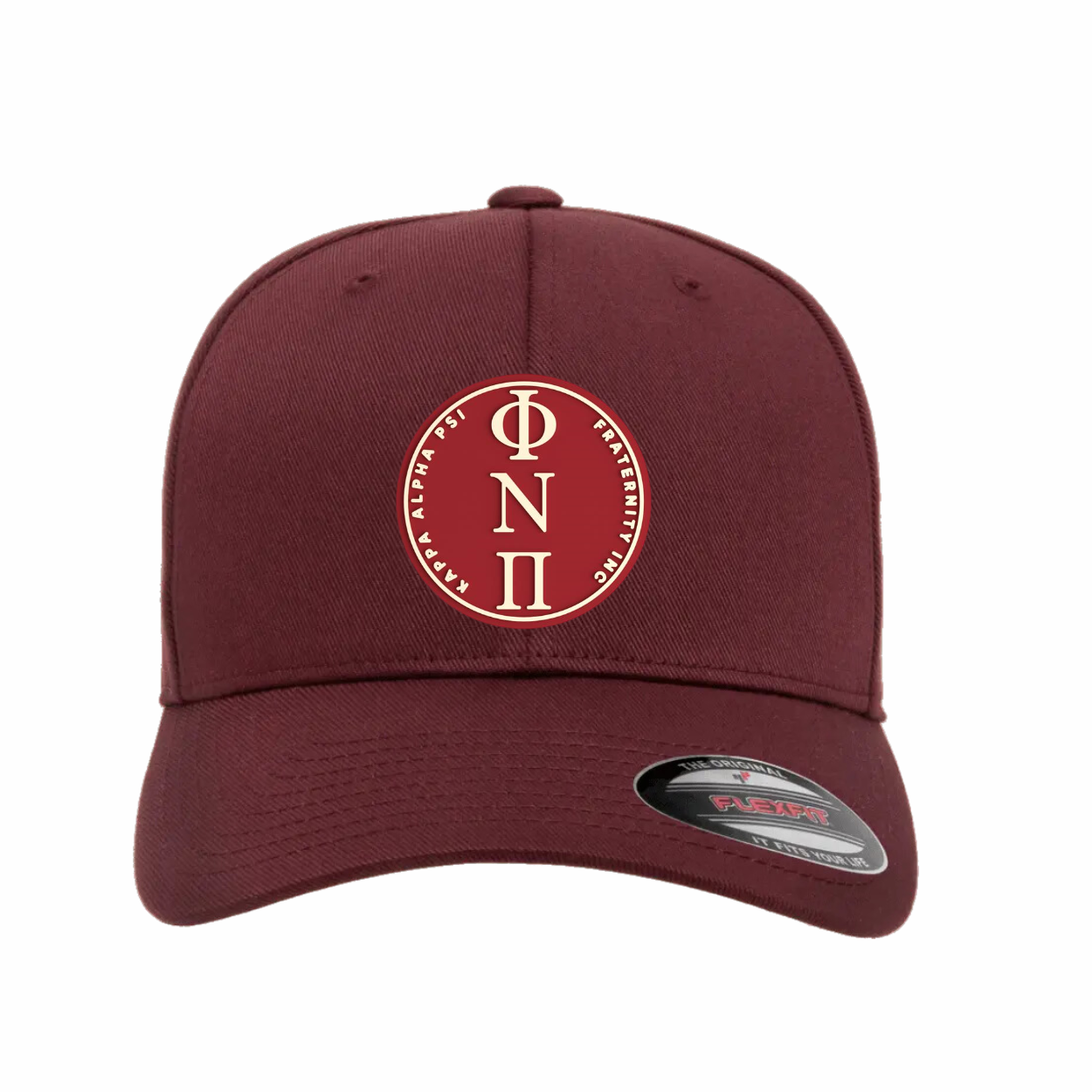 ΦΝΠ - Crimson & Cream Design - Fitted Hat - FlexFit – Greek Hat Shop
